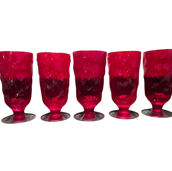 Dining | Seneca Driftwood Red Water Goblets Set Five 12 Ounce Vintage ...